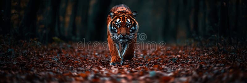 A Majestic Tiger Approaches the Camera within a Bamboo Forest Stock ...