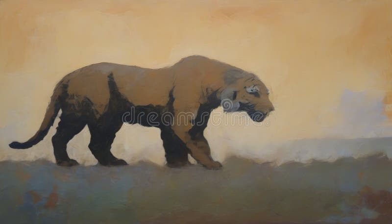 Majestic Tiger at Dawn Silhouette in Mist Stock Illustration ...