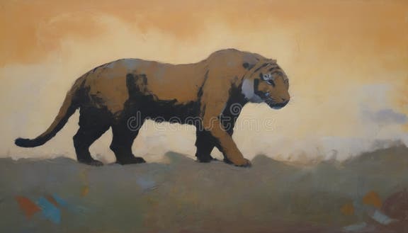 Majestic Tiger at Dawn Silhouette in Mist Stock Illustration ...