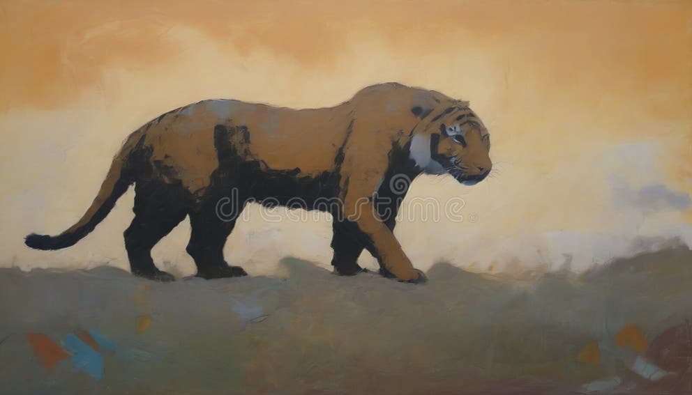 Majestic Tiger at Dawn Silhouette in Mist Stock Illustration ...