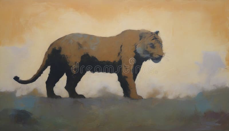 Majestic Tiger at Dawn Silhouette in Mist Stock Illustration ...