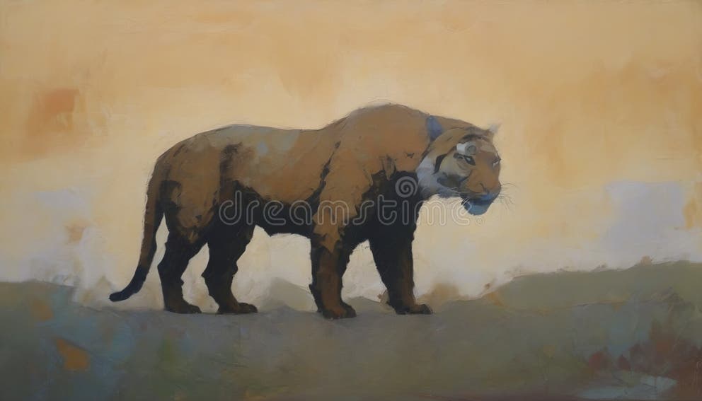 Majestic Tiger at Dawn Silhouette in Mist Stock Illustration ...