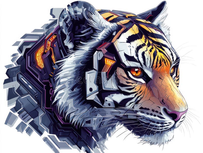 Majestic Tiger Face Art Design. Stock Illustration - Illustration of ...
