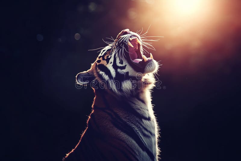 Majestic Tiger Roaring in Dramatic Light by Generative Ai Stock ...