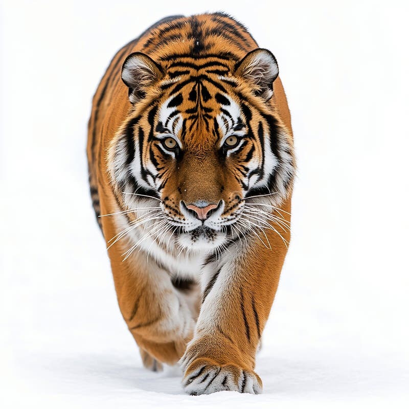 Majestic Tiger Standing Against a White Background Stock Illustration ...