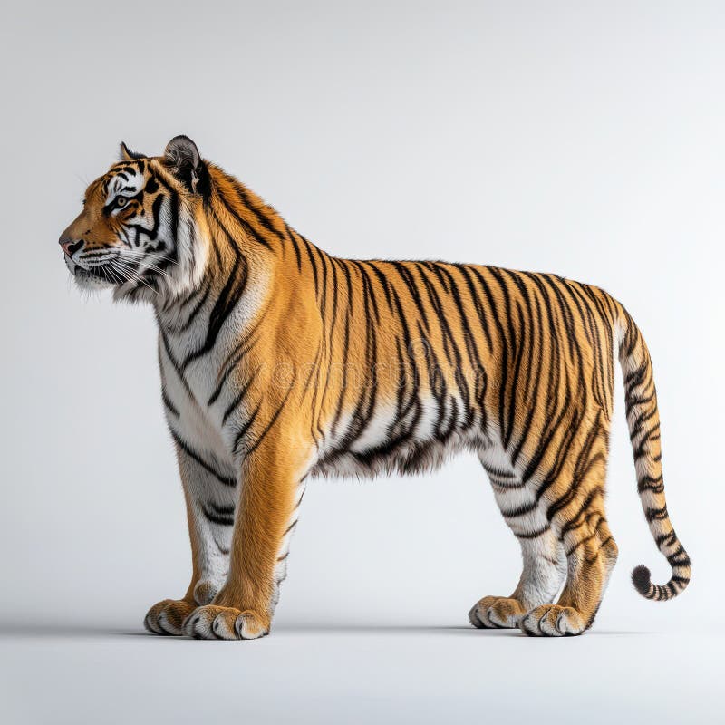 Majestic Tiger Standing Profile White Background Stock Illustration ...