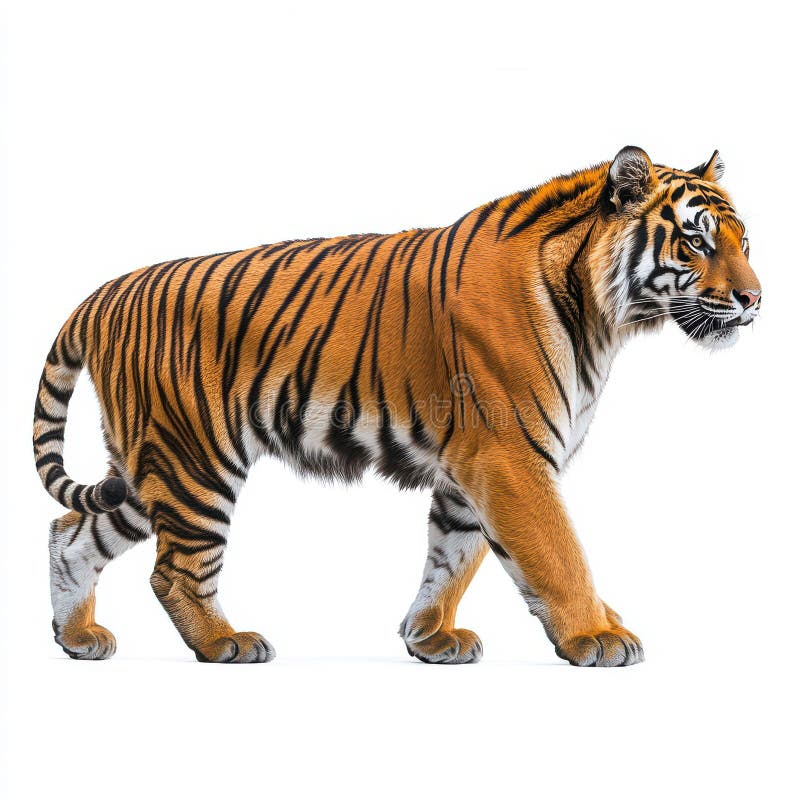 Majestic Tiger Walking Isolated White Background Stock Illustration ...