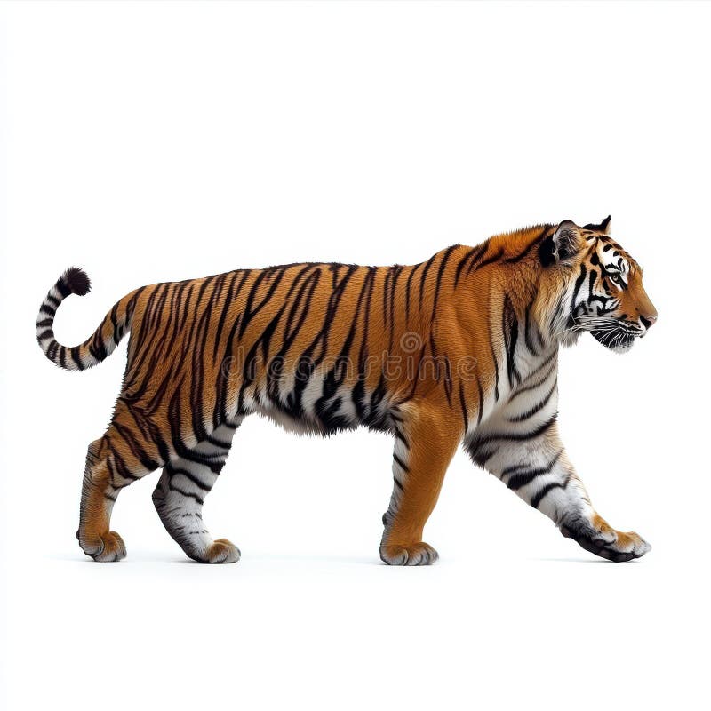 Majestic Tiger Walking Isolated White Background Stock Illustration ...
