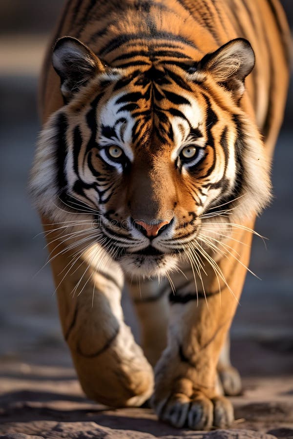 Majestic Tiger Walking Towards the Viewer. AI-generated Stock ...