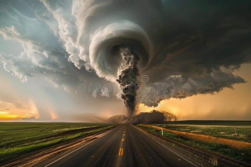 Majestic Tornado Formation Over Highway Stock Photo - Image of storm ...