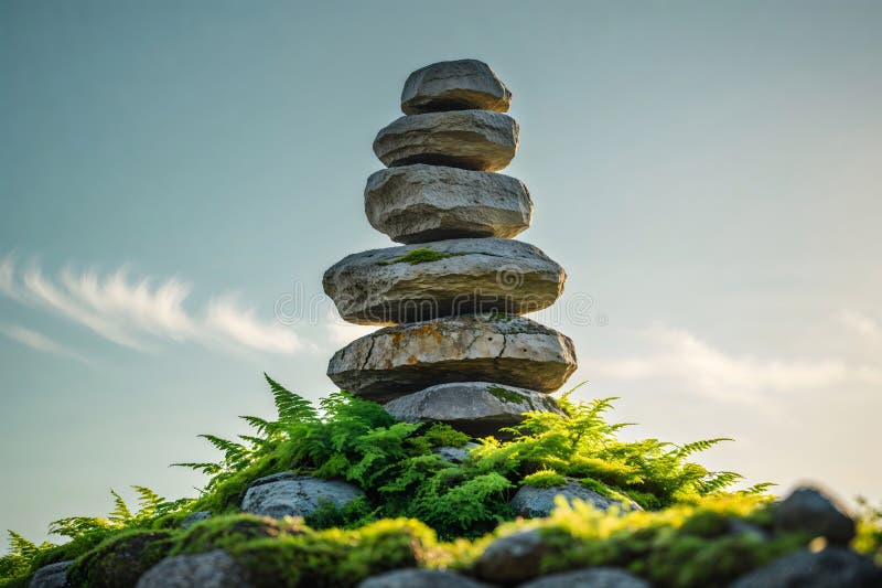 A Majestic Tower of Stones Harmoniously Stacked on Top of Each Other ...