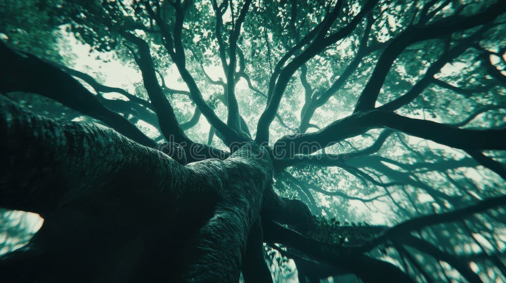 Majestic Tree Canopy with Dramatic Branch Patterns and Nature Serenity ...