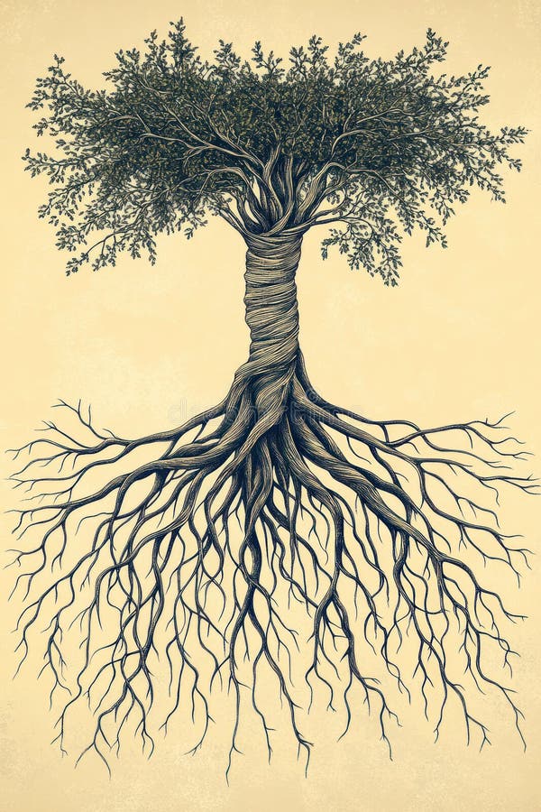 Tree of Life with Deep Roots Illustration Stock Illustration ...
