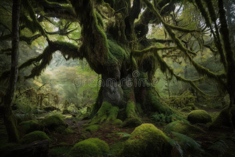 Ancient Oak Tree Silhouetted Against a Dramatic Sunset Sky Stock ...