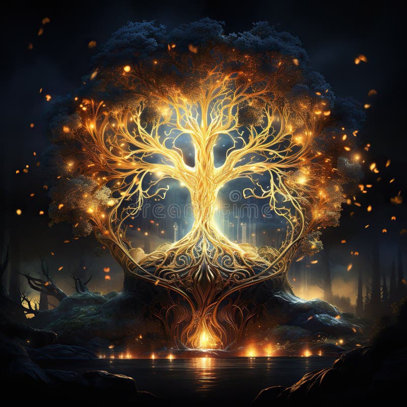 Tree of Life: a Magical Display of Sparkles and Lights. Generative Ai ...