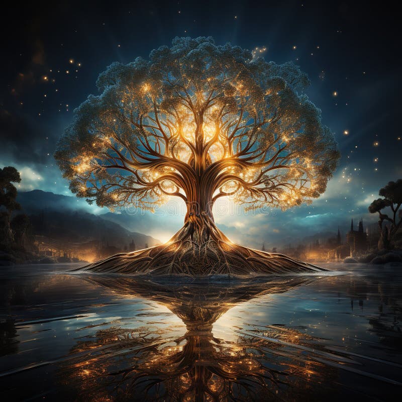 Tree of Life: a Magical Display of Sparkles and Lights. Generative Ai ...