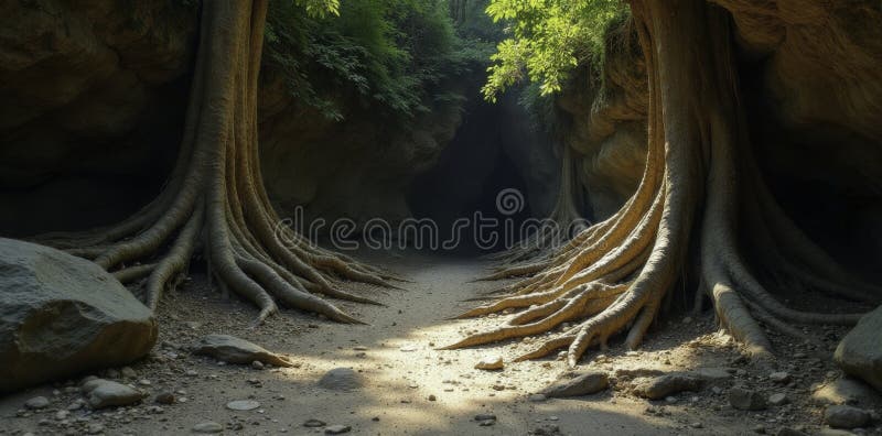 Majestic Tree Roots on Ancient Mountain Stone, Ancient Stone, Brown ...