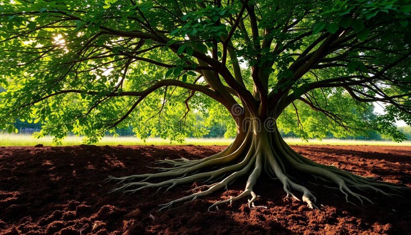 Majestic Tree Roots Reaching Deep into the Earth Stock Illustration ...