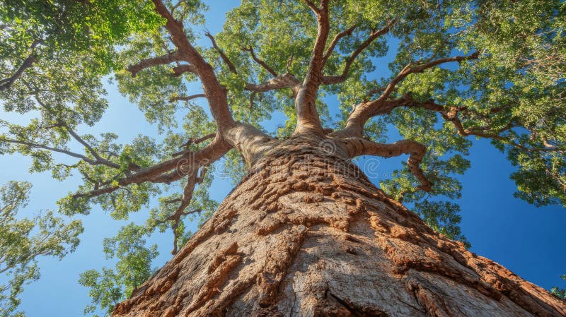 Majestic Tree with Sprawling Branches Against Blue Sky, Nature ...