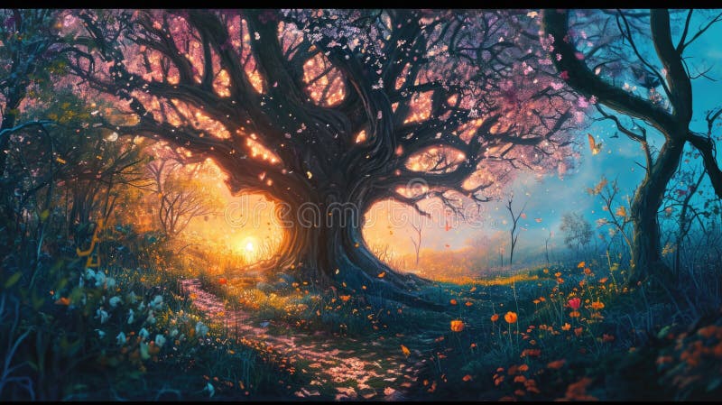 A Majestic Tree Standing Tall in the Enchanting Forest Stock Image ...