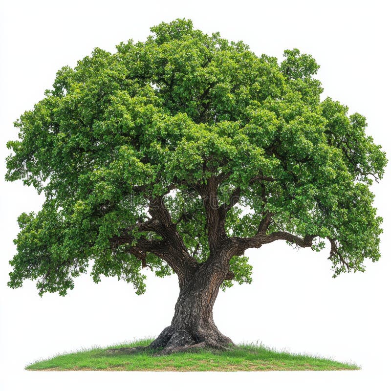 Majestic Tree with Thick Trunk and Broad Branches Full of Leaves Stock ...