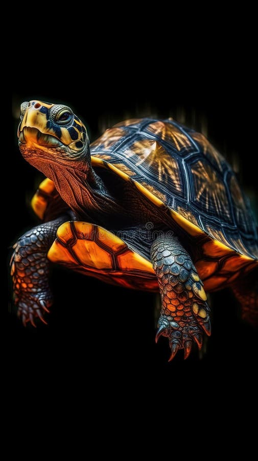 Majestic Turtle in Bokeh Style on Dark Background. Generative AI Stock ...