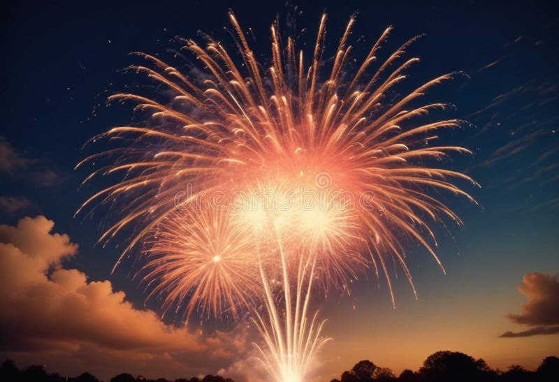 Majestic Twilight Fireworks Display: Vibrant Colors and Detailed ...