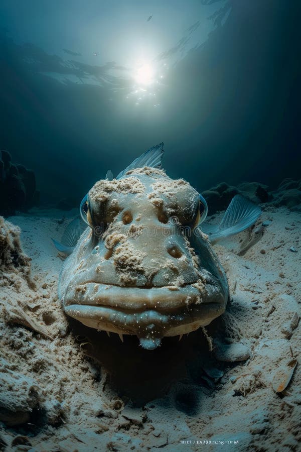 Majestic Underwater View Featuring a Stargazer Fish Under the Sun Rays ...