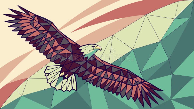 Geometric Eagle in Flight Over Abstract Landscape, Vector Design ...
