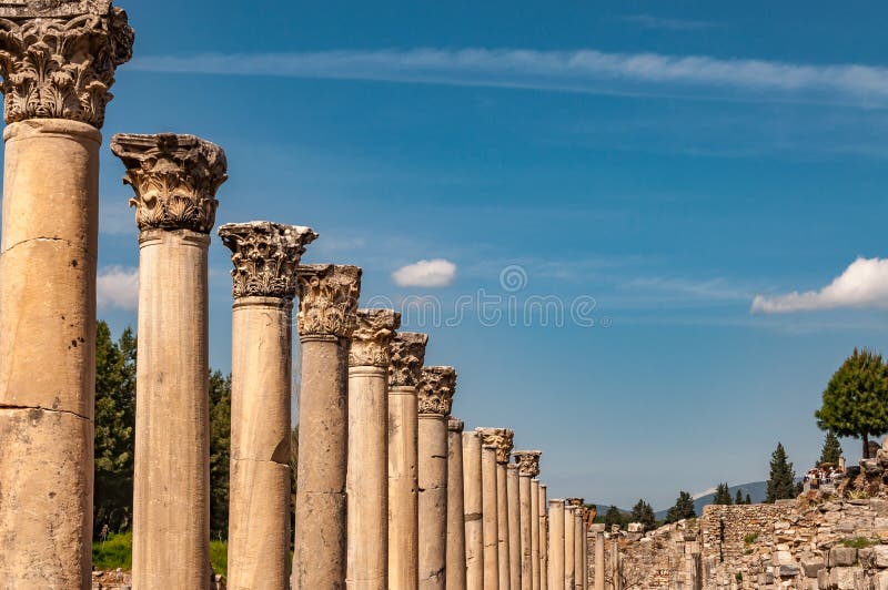Majestic View of Agora of Ephesus from Columnar Road and Columns, Izmir ...