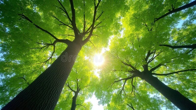 Majestic View from Beneath Tree Canopy, Sunlight Stock Illustration ...