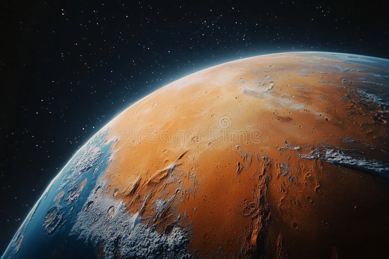 Majestic View of Planet Mars Stock Illustration - Illustration of ...
