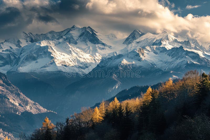 Majestic View of Snow-capped Alps during Sunrise, AI Generated Stock ...
