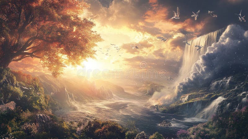 Majestic Visualization of the Biblical Creation Story Illustrating ...