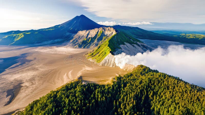 Majestic Volcano Landscape Lush Greenery Volcanic Eruption Activity ...