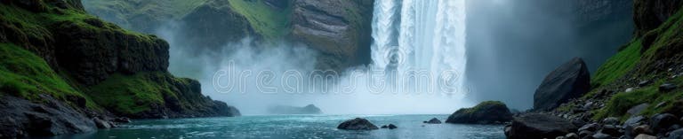 Majestic Waterfall Against Black, Pristine and Dramatic , High ...