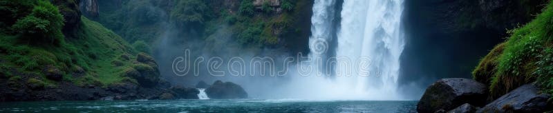 Majestic Waterfall Against Black, Pristine and Dramatic , Dramatic ...