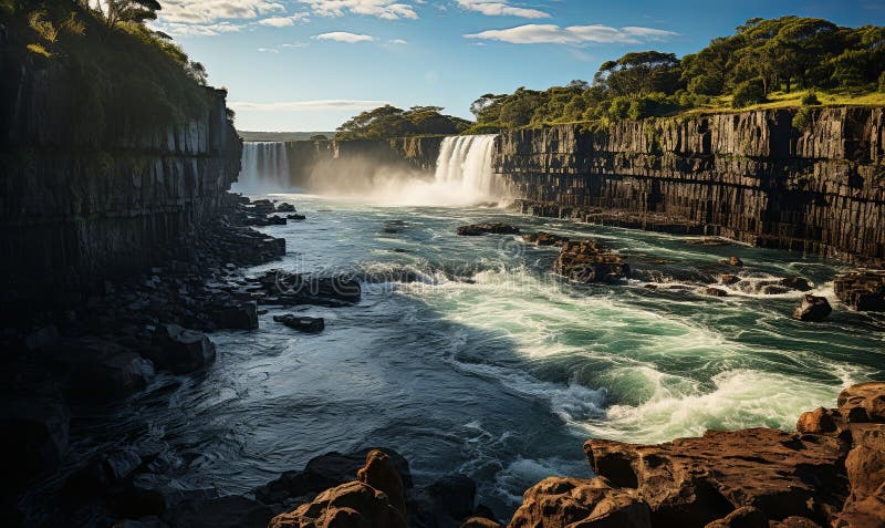 Majestic Waterfall Pouring Down Stock Image - Image of environment ...