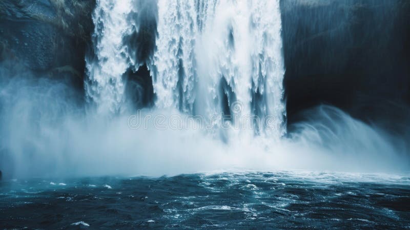 Majestic Waterfall, Powerful Cascading Water Stock Illustration ...