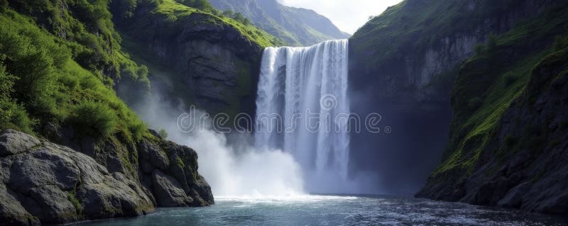 Majestic Waterfalls Cascade Down a Mountain Slope, Granite Rocks ...