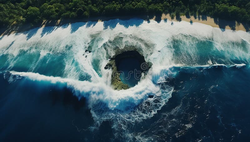 The Majestic Wave Crashes, Splashing, Falling, in Rapid Motion ...