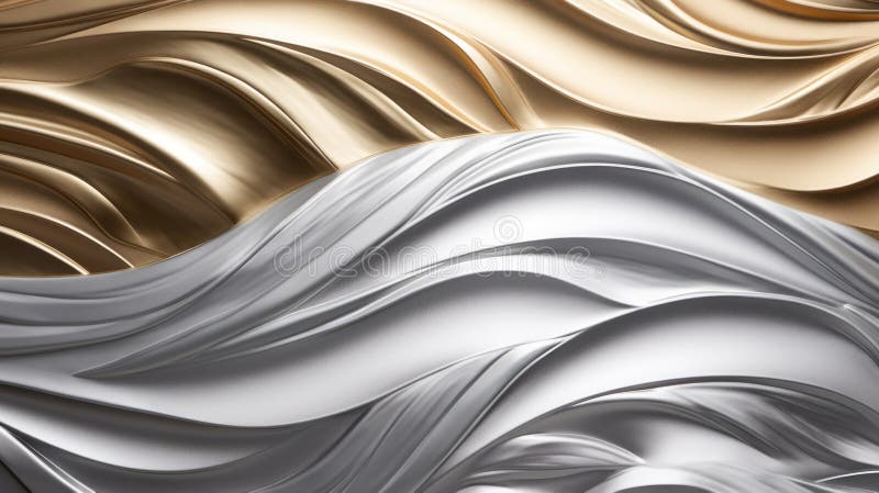 Majestic Wave and Ripple Pattern Background in Silver and Gold Stock ...