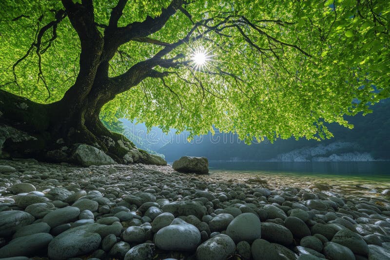 Majestic Weeping Willow Graces Tranquil Waters with Fresh Green ...