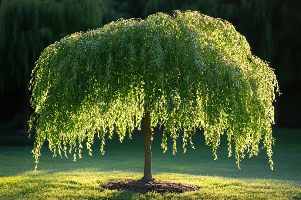 A Majestic Weeping Beech Tree, Drooping Branches, Serene and Natural ...