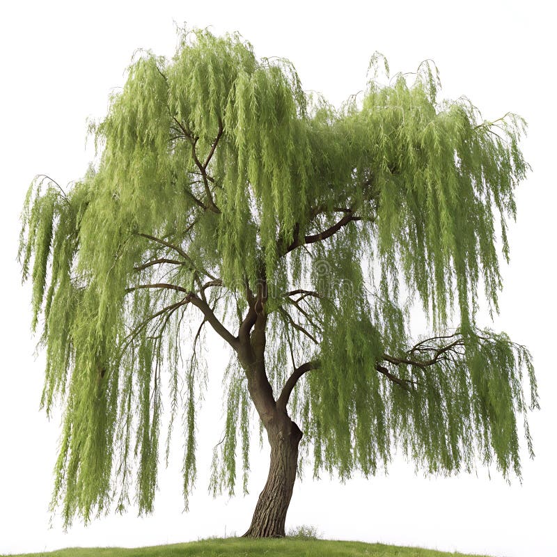 Majestic Weeping Willow Tree Isolated on White Background Stock ...
