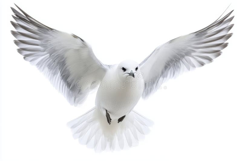 Majestic White Bird in Flight Against a Pristine White Background Stock ...
