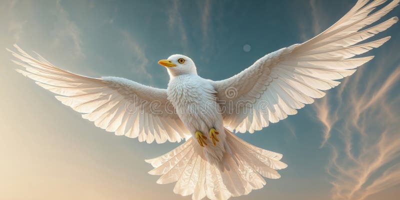 Majestic White Bird Soaring with Wings Spread Wide Stock Photo - Image ...