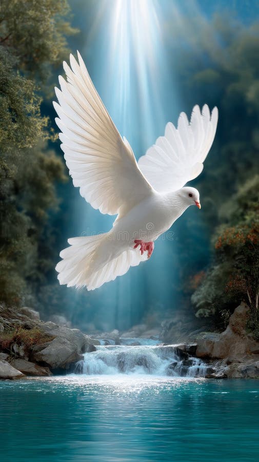 Peaceful White Dove Serene Natural Water Scene Stock Photos - Free ...