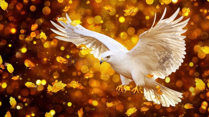 Majestic White Eagle in Autumn Glow Stock Illustration - Illustration ...