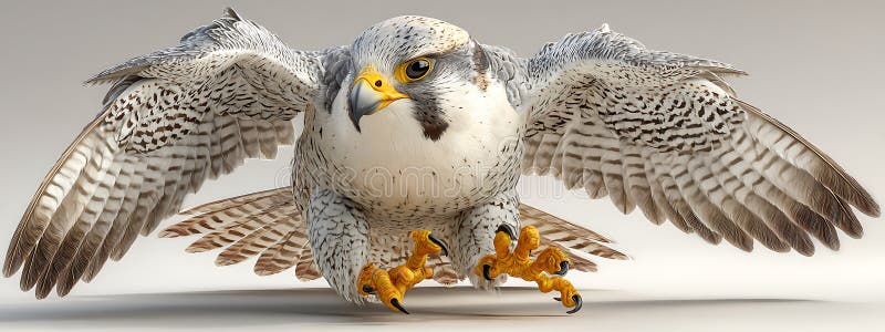 Majestic White Falcon 3D Render with Spread Wings Stock Illustration ...